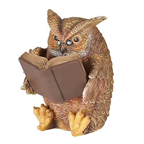 ART & ARTIFACT Solar Light Reading Owl - Outdoor Lawn Sculpture
