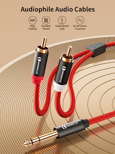 ANNNWZZD RCA to 1/4, TRS to RCA Cable Y Splitter Stereo Cable for Sound, Amplifier, Electric Guitar, Electronic Keyboard 6FT/2m