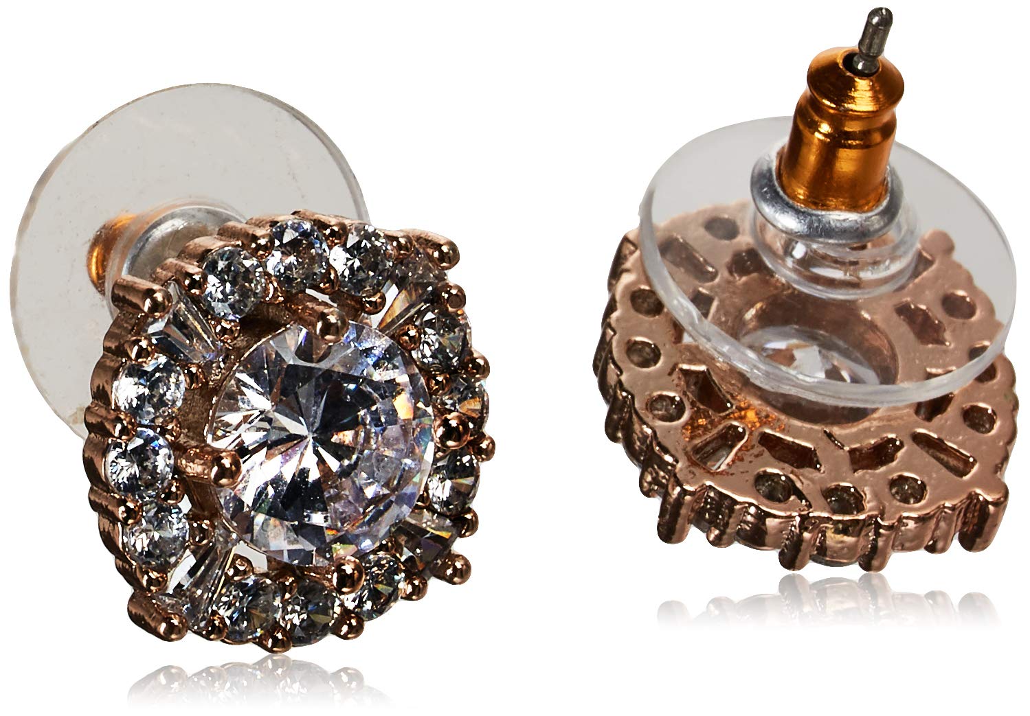 Anne Klein "Hey" Rose Gold-Tone/Crystal Elevated Stud Earrings