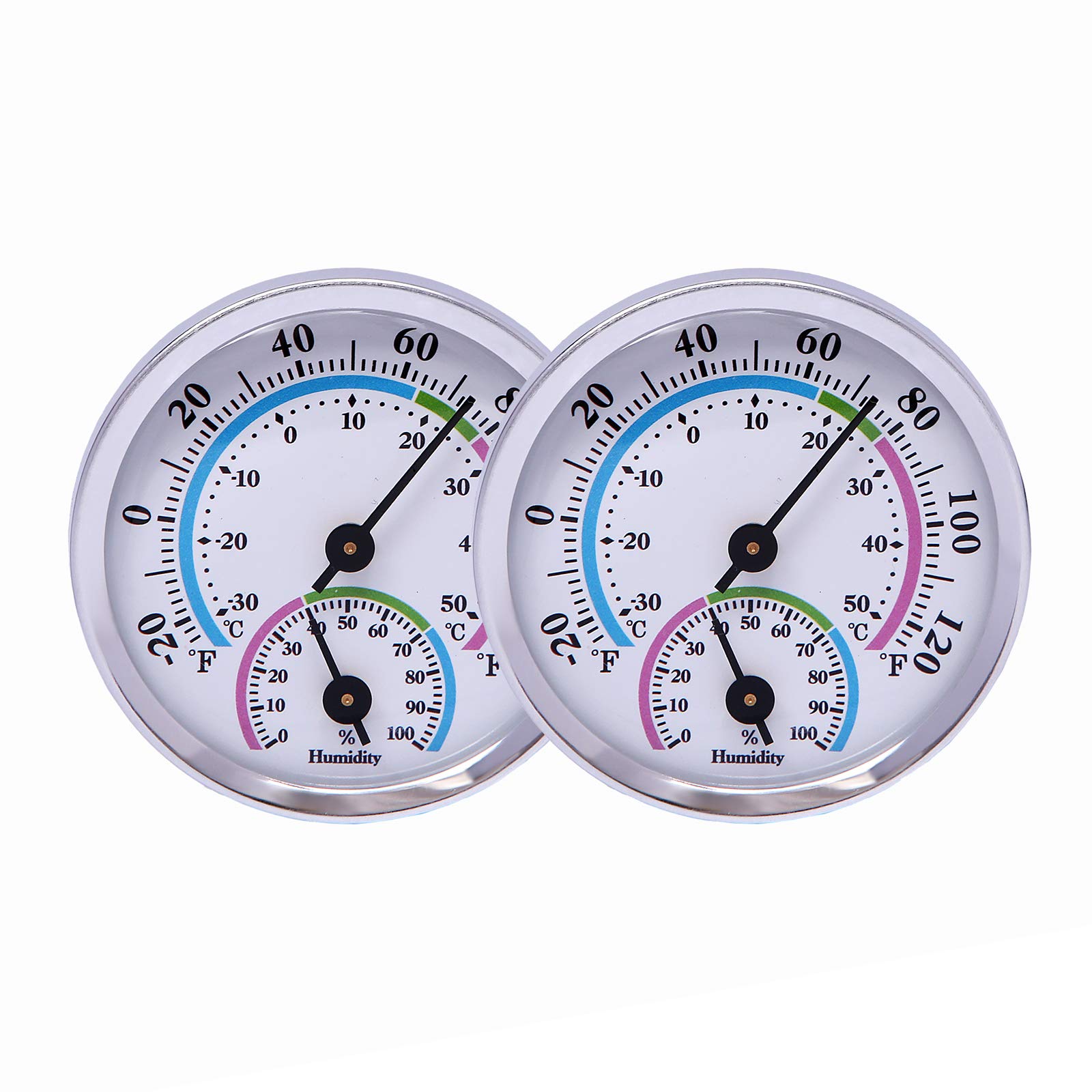 LayscoPro Mini Indoor Thermometer Hygrometer Analog 2 in 1 Temperature Humidity Monitor Gauge for Home, Room, Outdoor, Offices, Display Mechanical (No Battery Needed) (Gold-2 Pack, Gold-2 Pack)