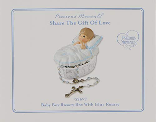 Precious Moments, Baptized In His Name Resin Box With Rosary, For Boy, 153407