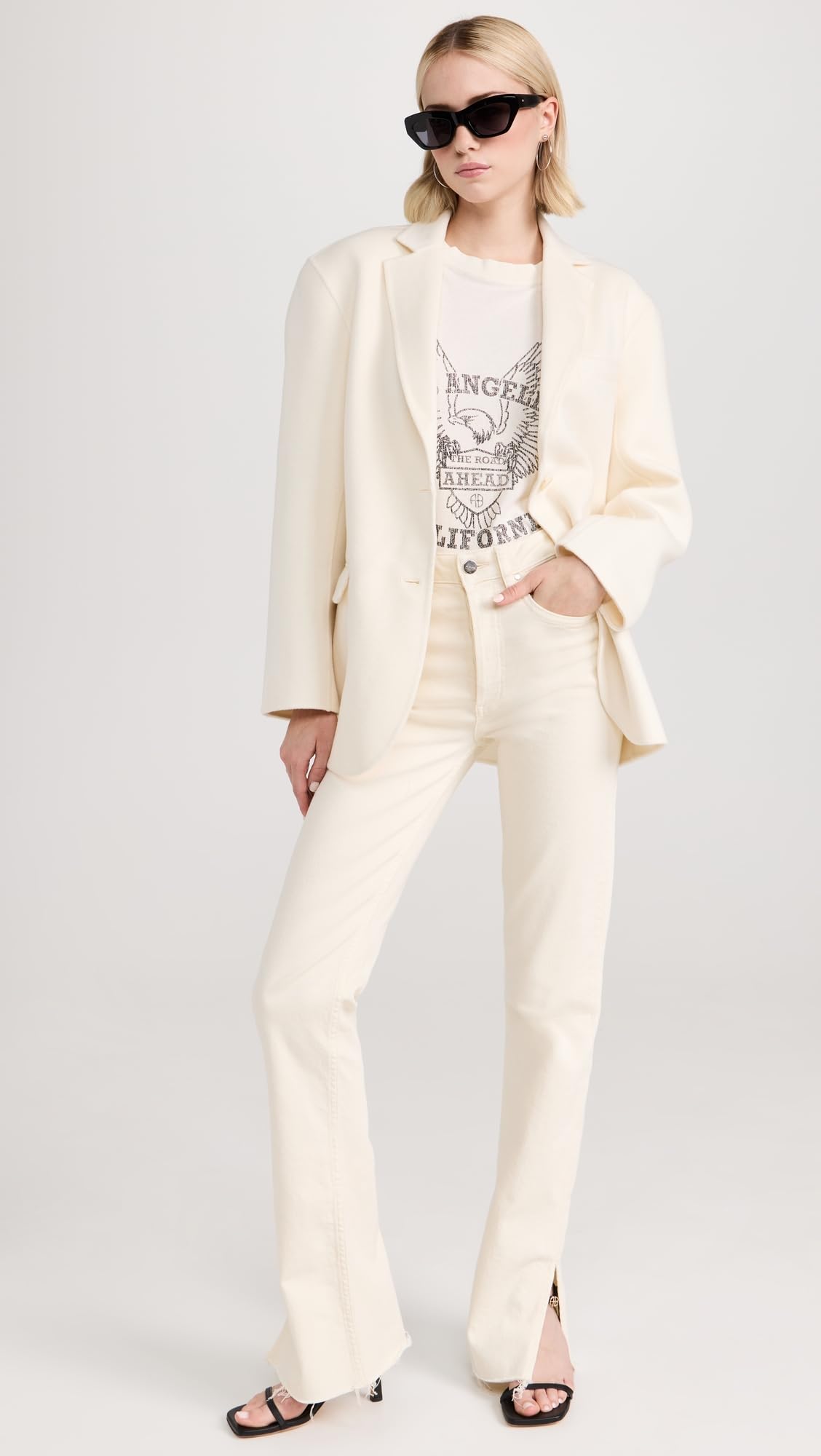 ANINE BING Women's Quinn Blazer, White, XS