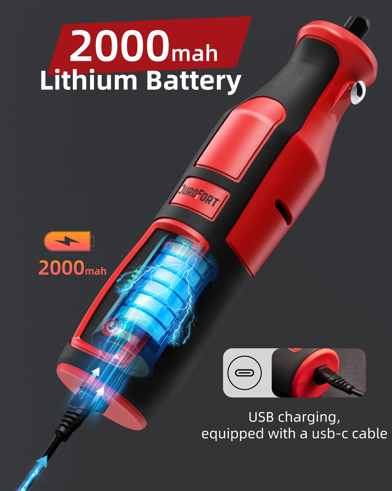 Cordless Rotary Tool Kit, 8V Cordless Die Grinder 146pcs Accessories, 32000RPM 5-Speed Multi Power Carving Tools, 2.0Ah Rechargeable Battery, for Sanding, Polishing, Engraving, Drilling, Cutting, DIY