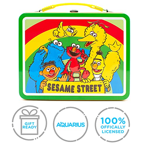 Aquarius Sesame Street Cast Fun Box - Sturdy Tin Storage Box with Plastic Handle & Embossed Front Cover - Officially Licensed Sesame Street Merchandise and Collectible Gift for Kids, Teens & Adults