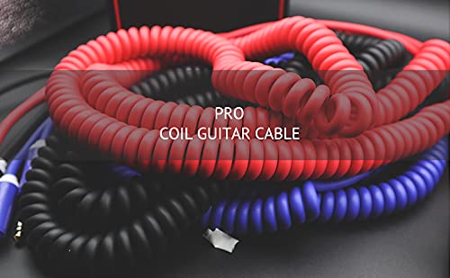 Aestivate Coiled Guitar Cable Electric Instrument Cable 20 ft Curly Instrument Cable Coil Guitar Cable Stretchable Straight to Straight Dual Straight Plugs (Black)