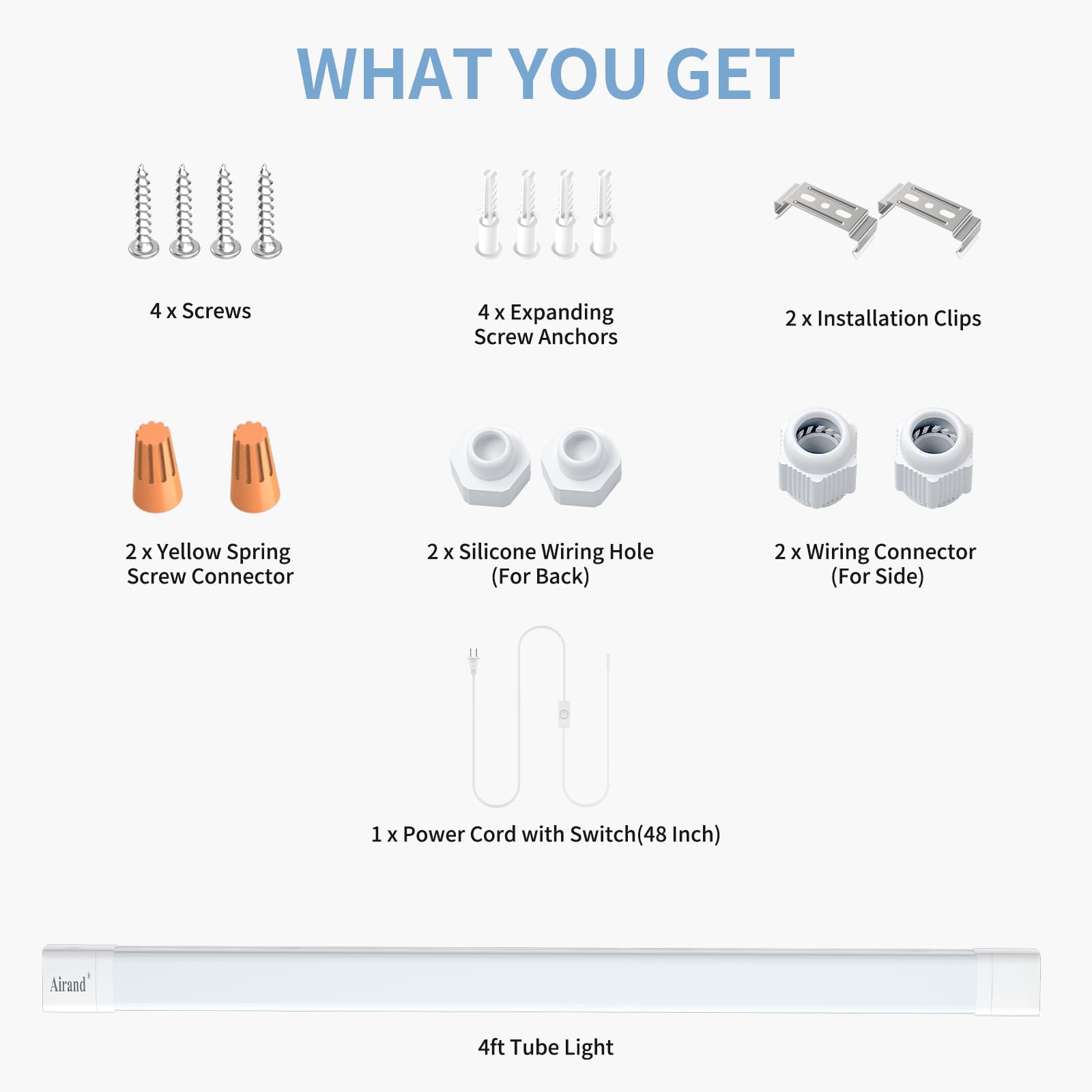 Ceiling Lights with Plug 5000K, 4FT Plug in Ceiling Light 36W LED Tube Lights Fixture with ON/Off Switch Linkable LED Closet Light for Bathroom, Garage, Workbench, Cabinet, Overhead Lighting