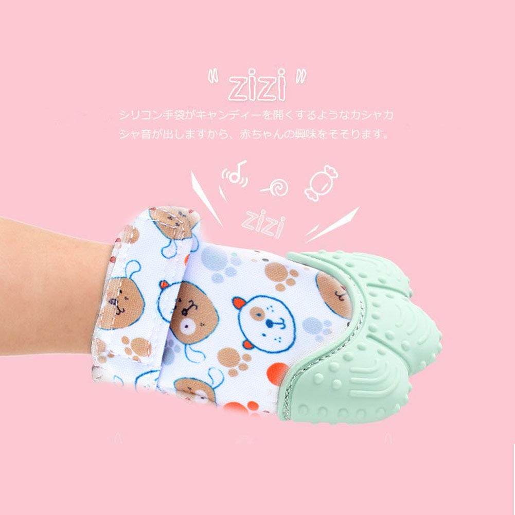 ANGELBB Teething Mitten 2Pack-Stimulating Teeth Toys for Infant Avoid Scratching