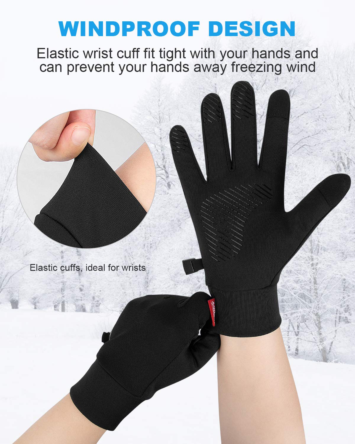 anqier Winter Gloves Warm Touchscreen Gloves Running Driving Cycling Gloves Men Women