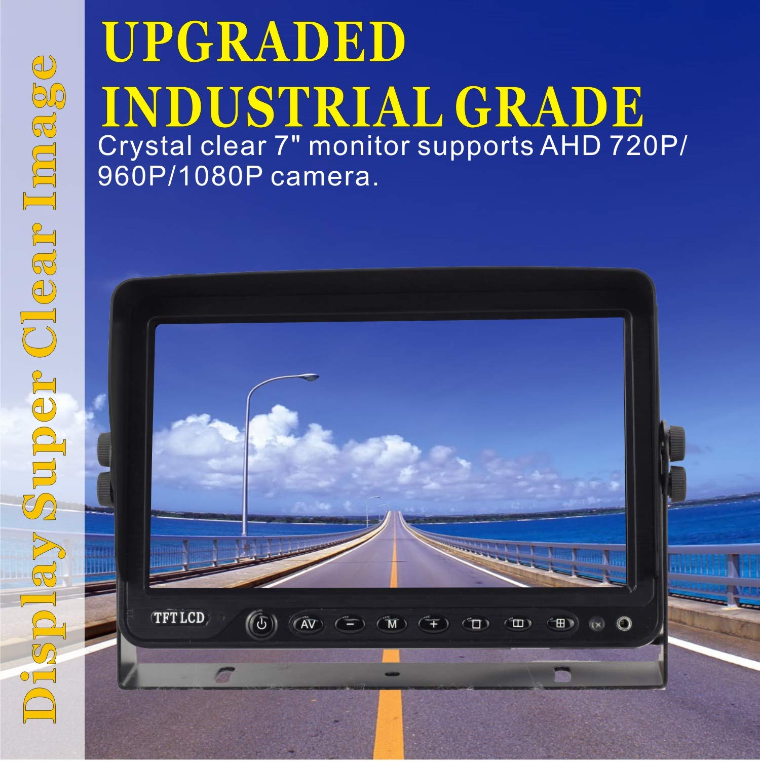 AHD 720P 9" Reverse Rear View Backup Camera System with TVS Protection Night Vision Waterproof IP69K Camera Mirror/FLIP Image for Tractor/Truck/RV/Bus/Motorhome/Excavator/Caravan/Skid Steer/Harvester