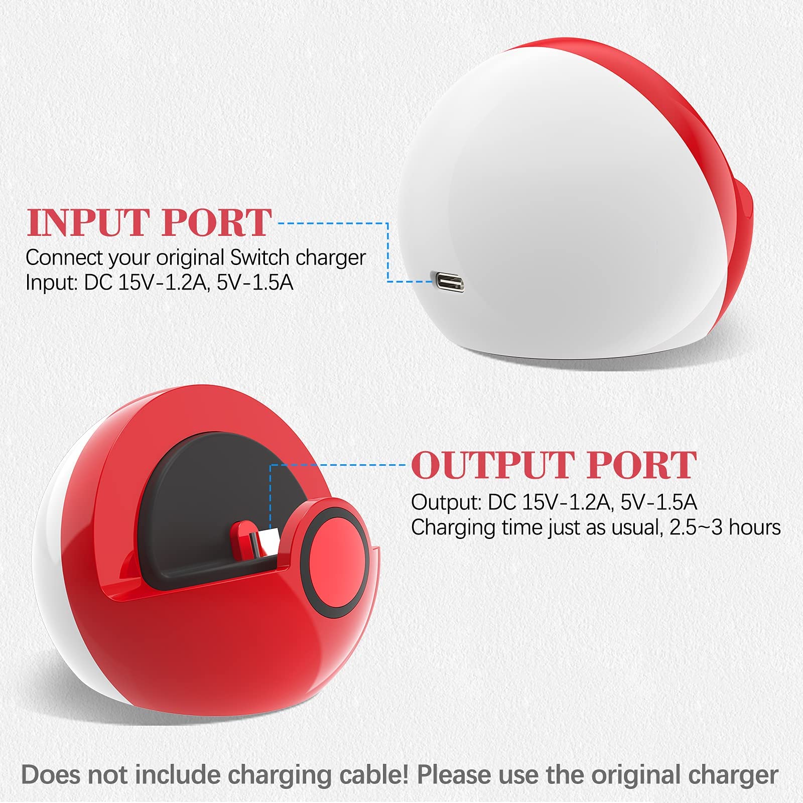 Antank Charging Dock Compatible with Nintendo Switch and Switch Lite, no Projection Charging Stand, Mini Portable Docking Station Easy for Travel Red & White