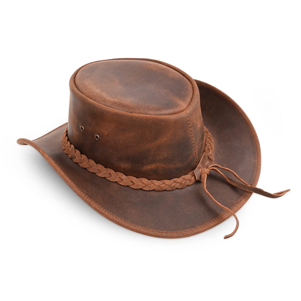 BenzHawk Western Leather Cowboy Hat | Western Outback Style Hats | Men's Brown Cowboy Hat