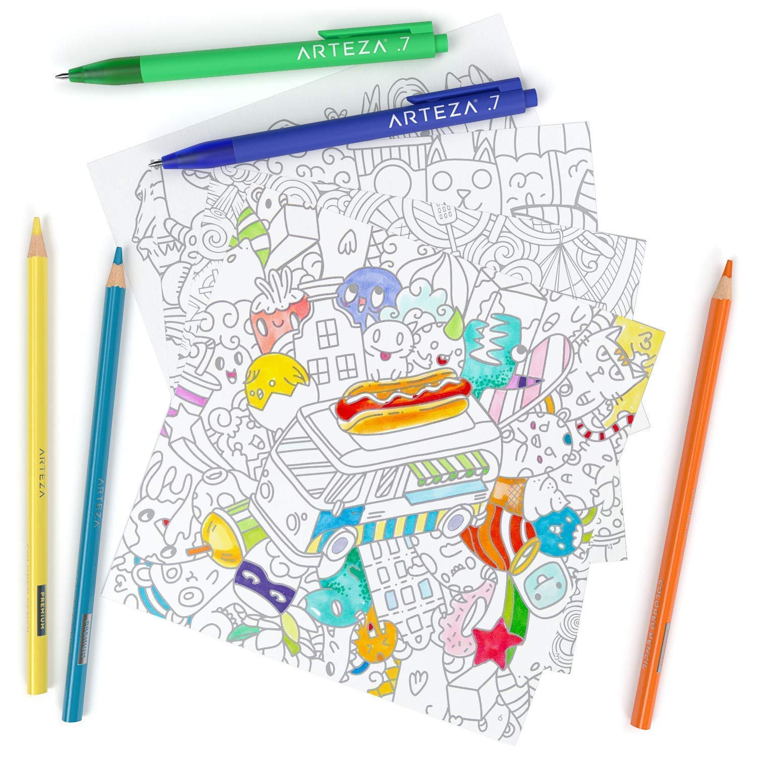 ARTEZA Alcohol Based Sketch Markers and Coloring Book Bundle for Artists & Beginners