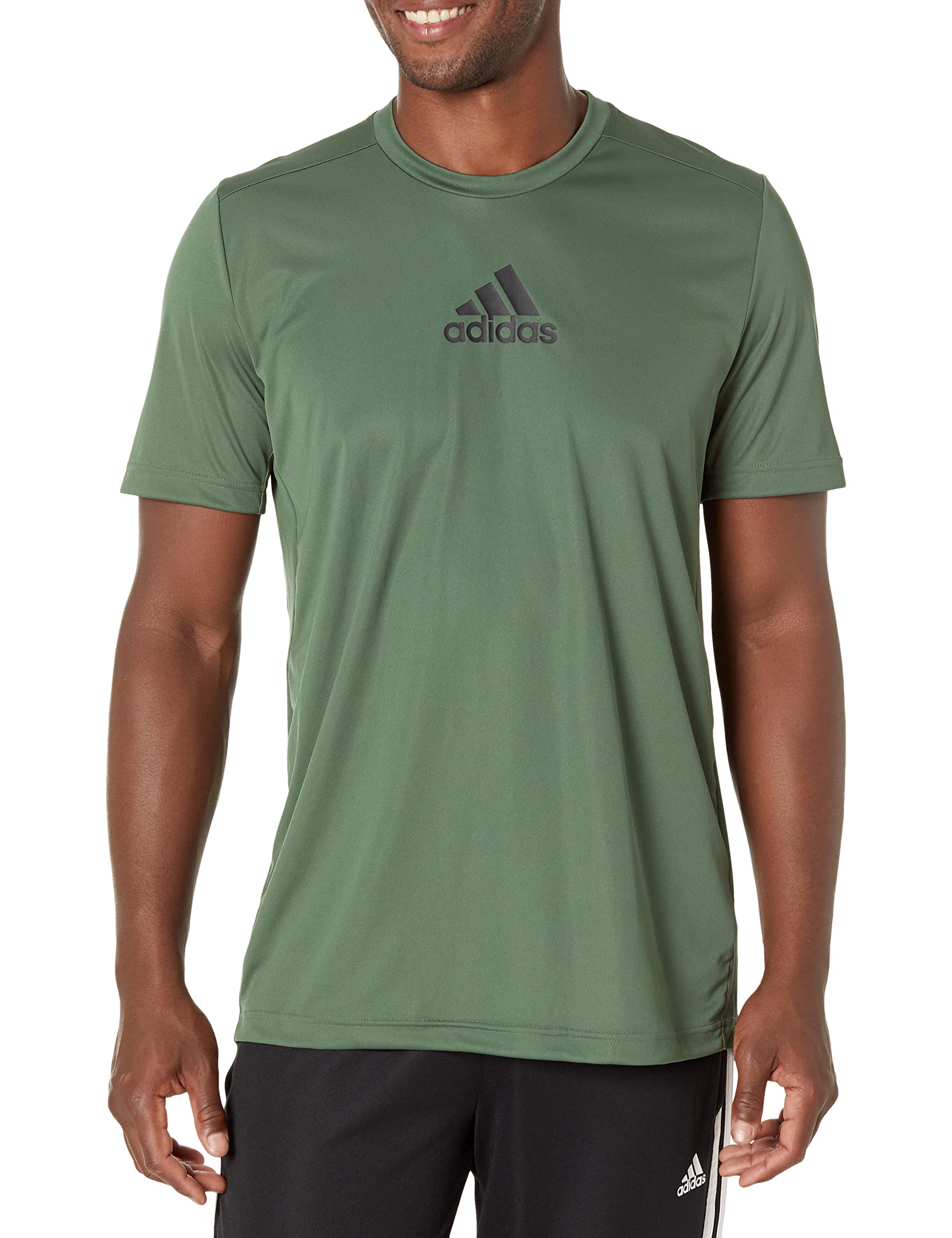 adidas Men's Designed 2 Move Sport 3-Stripes Tee, Green Oxide/Black, X-Large