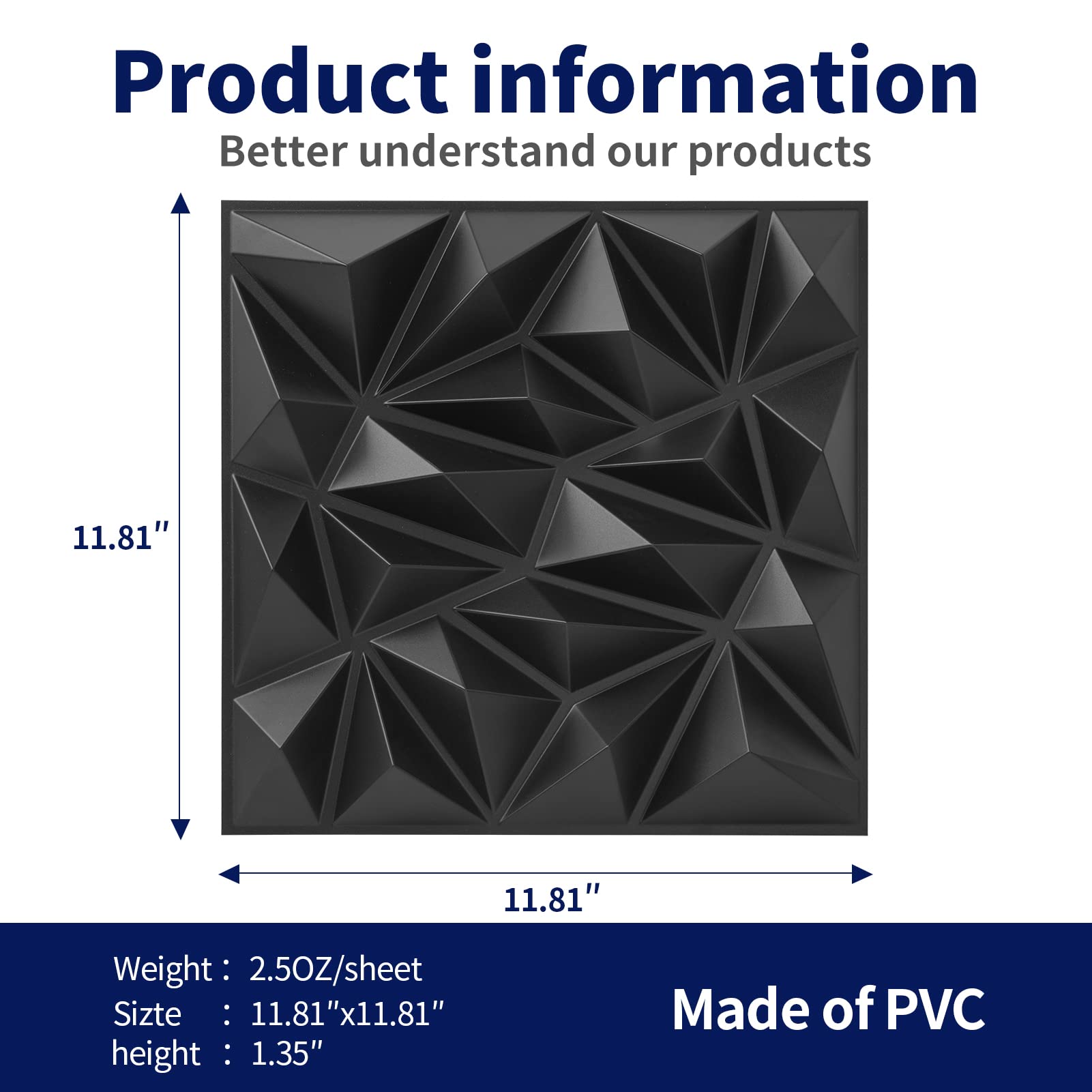 Art3dwallpanels 33 Pack 3D Wall Panel for Interior Wall Décor, PVC Textured Wall Panels, 3D Wallpaper Modern Wall Tiles, Black