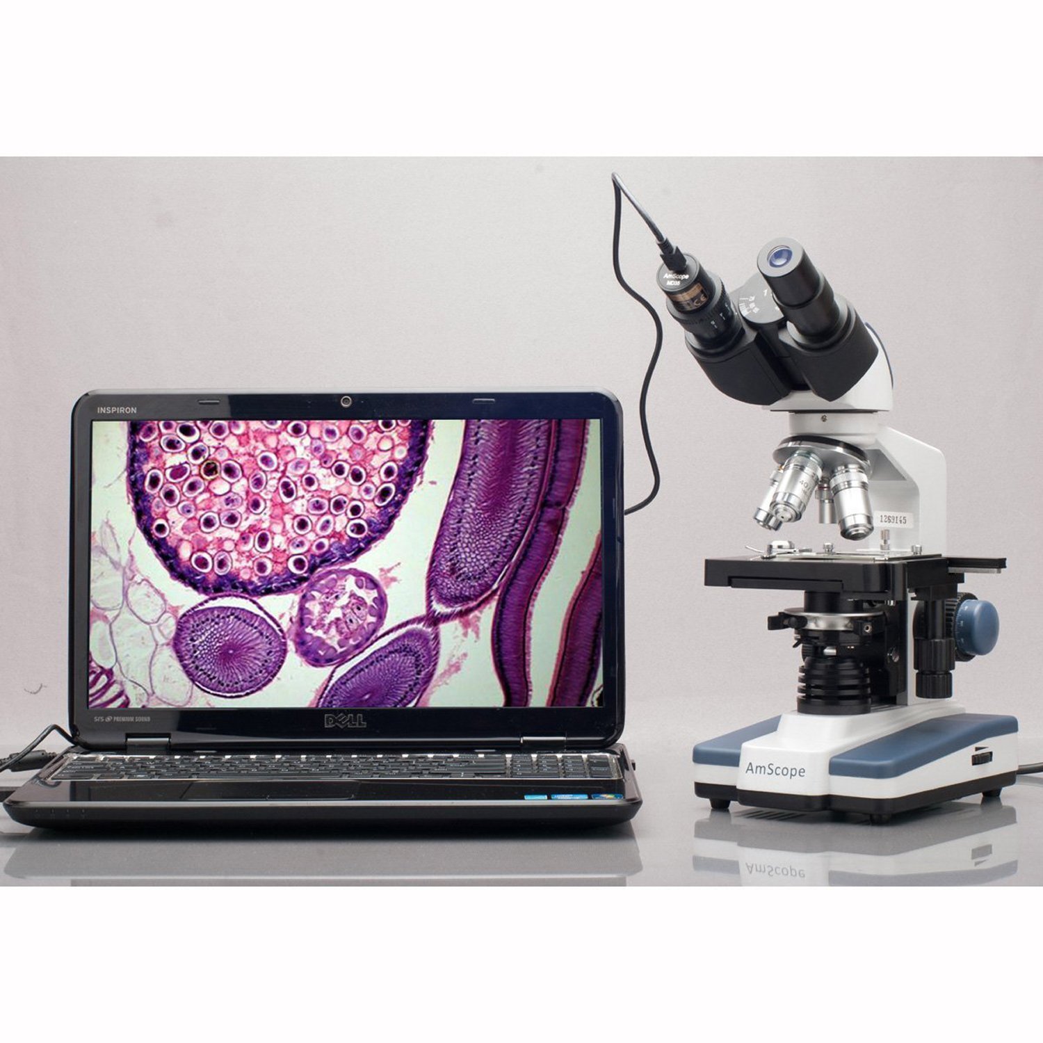 AmScope MD130 1.3MP Digital Microscope Camera for Still and Video Images, 40x Magnification, Eye Tube Mount, USB 2.0 Output, Includes Software