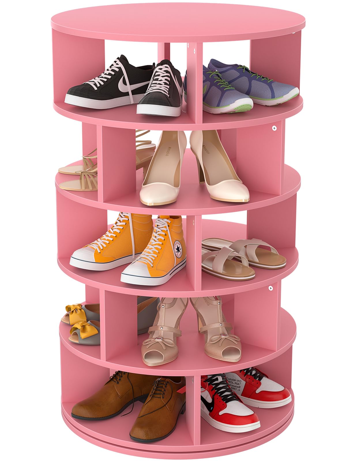 Aheaplus Rotating Shoe Rack, 5-Tier Wood Shoe Organizer for Closet, 360° Spinning Shoe Rack Tower Space-Saving Shoe Storage Shelf for Entryway, Garage, Bedroom, Black