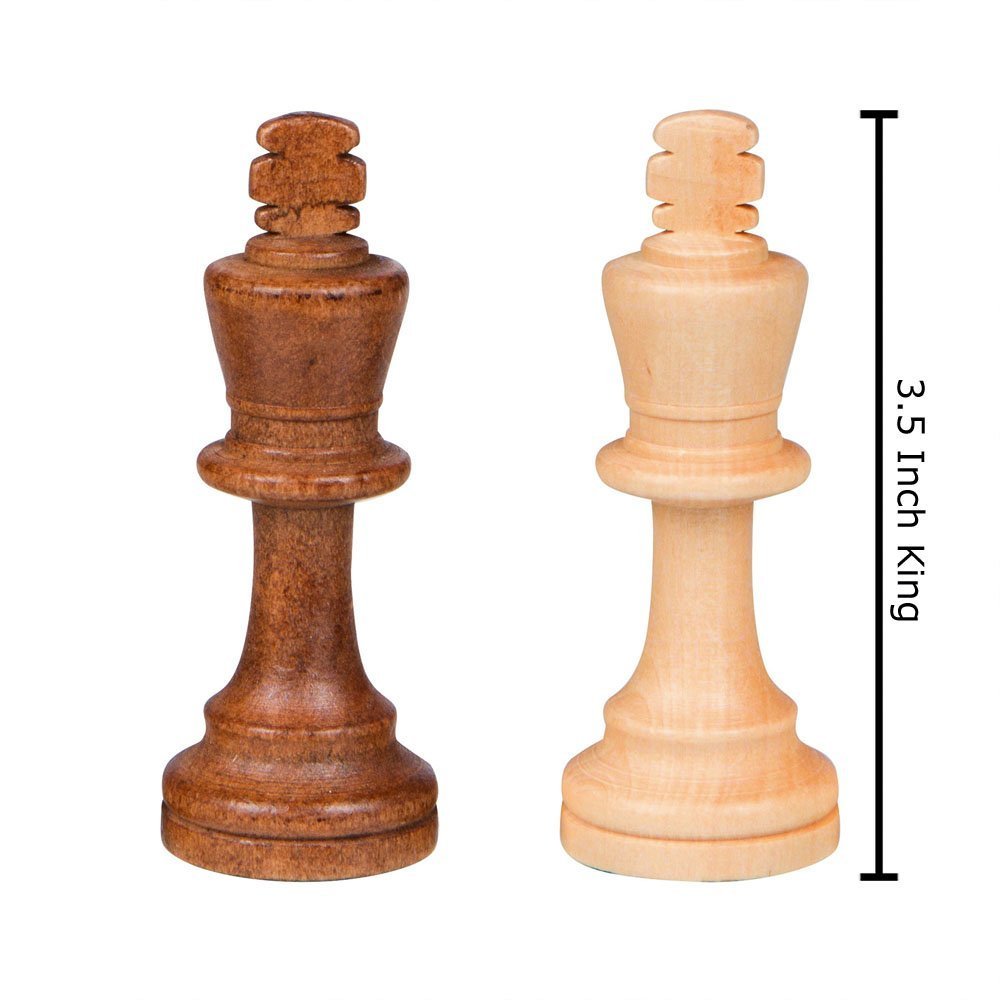 EEkiimy 2 in 1 Wood Chess Pieces + 32 Peceis Checkers only Without Board for Replacement of Missing Pieces 3.5 inch King Chess Pieces Figure (3.5 inches)