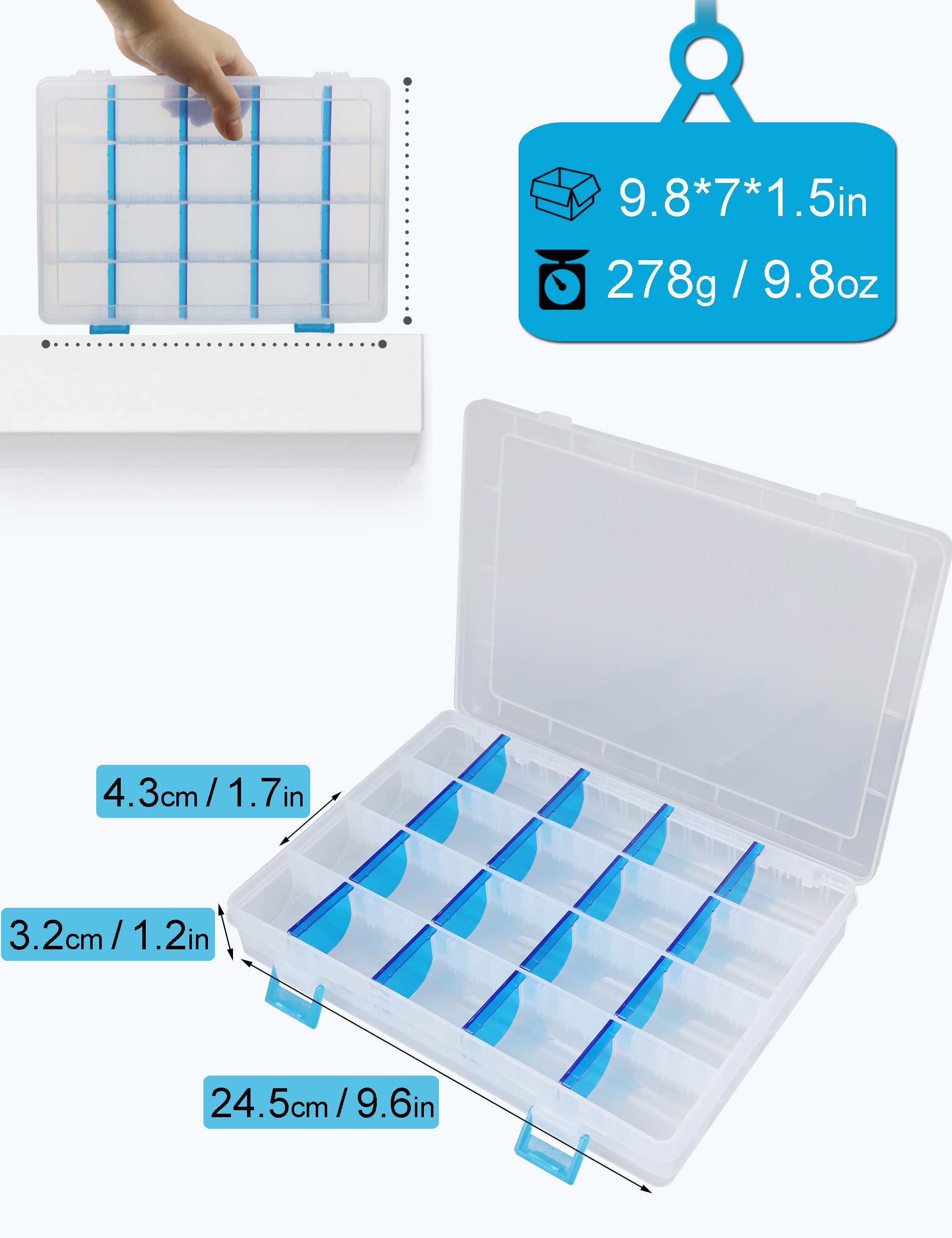 Beoccudo Tackle Box Snackle Box Container Fishing Tackle Box Organizer for Snacks Snacklebox Plastic Compartment Box Tackle Trays Fishing Lure Box