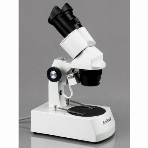 AmScope SE306-AZ-E2 Digital Binocular Stereo Microscope, WF10x and WF20x Eyepieces, 20X/40X/80X Magnification, 2X and 4X Objectives, Upper and Lower Halogen Lighting, Reversible Black/White Stage Plate, Arm Stand, 120V, Includes 2MP Camera and Software