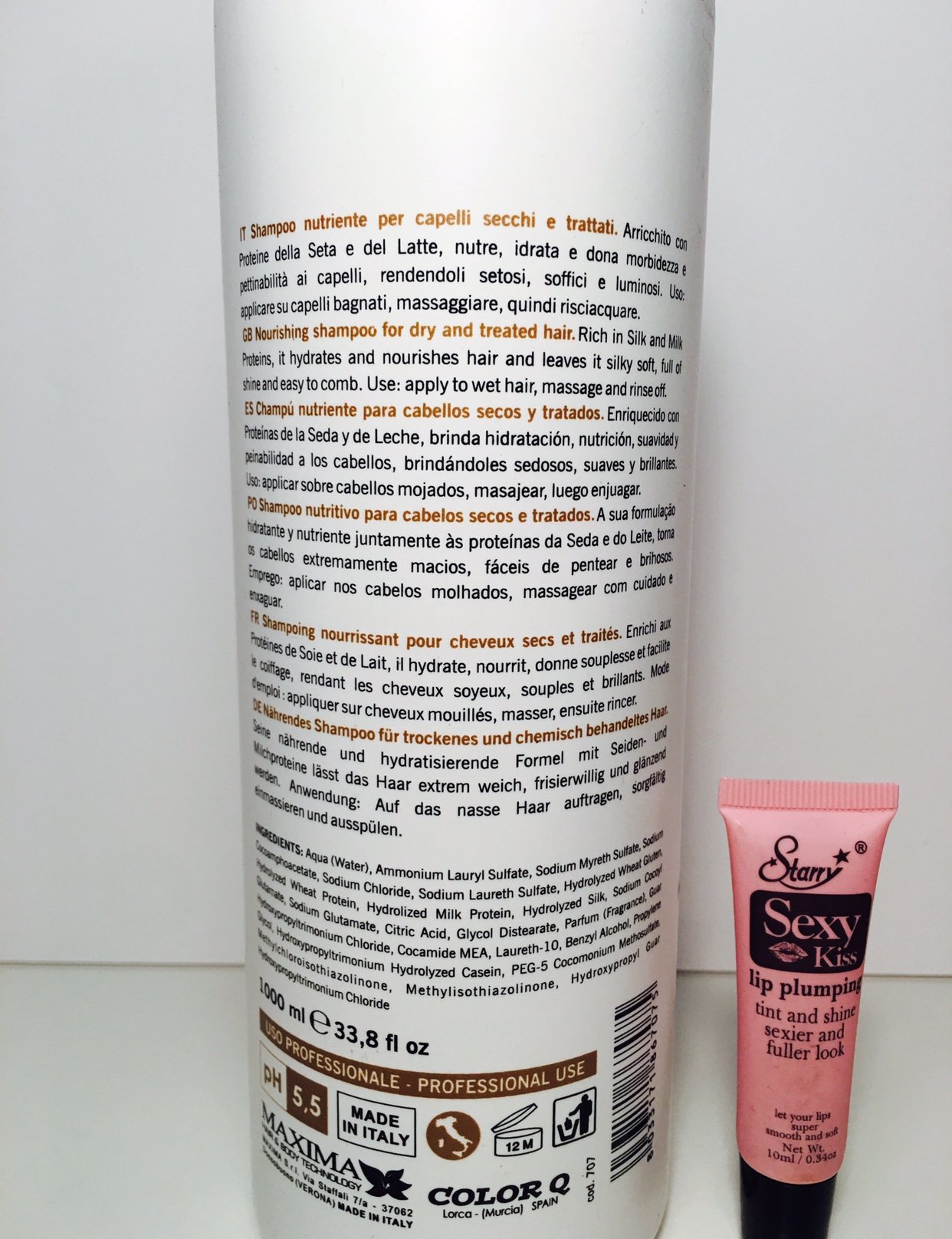 Maxima Puring Richness Nourishing Shampoo (Nourishes Dry & Treated Hair) 1000ml/33.8oz"Free Starry Sexy Kiss Lip Plumping Gloss 10 Ml"