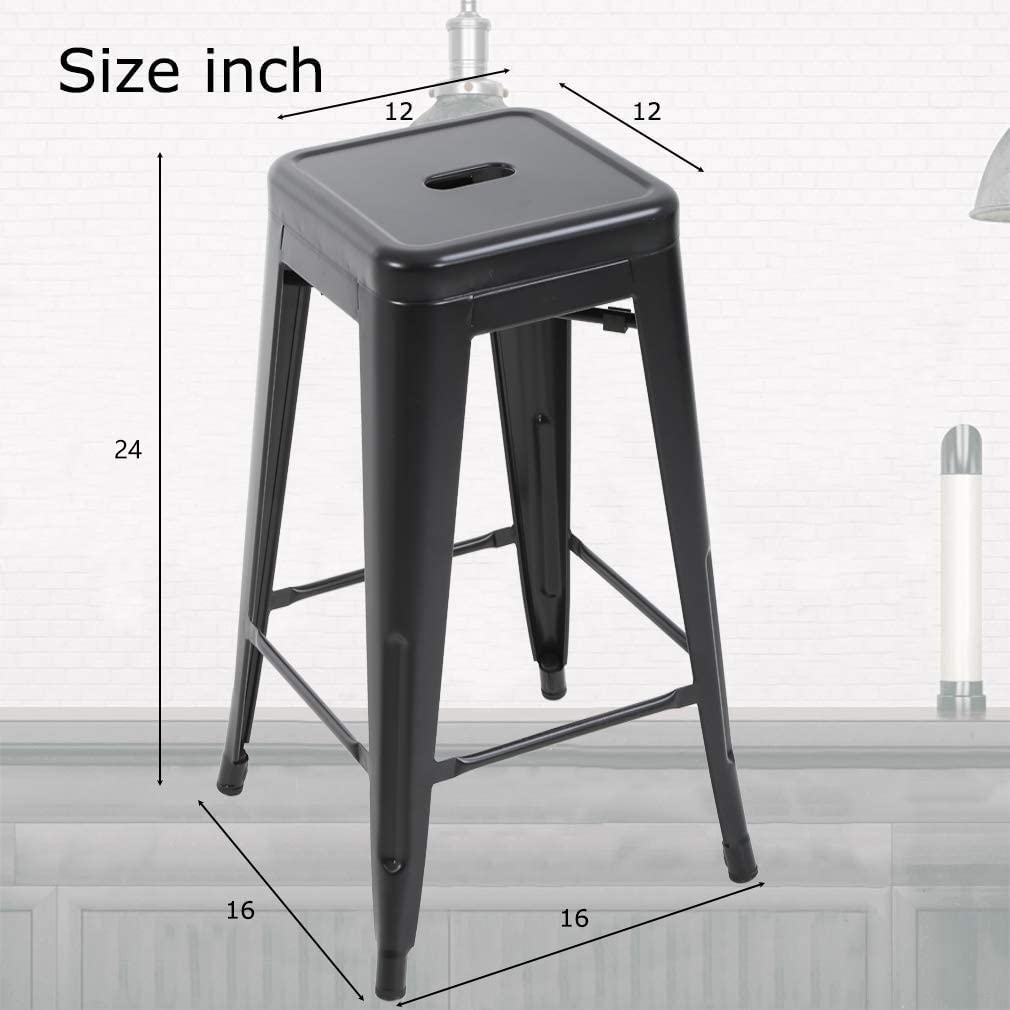 FDW Set of 4 Bar Stools 30 Inches Metal Bar Stool Counter Height Bar StoolsPatio Stool Stackable Barstools Kitchen Counter Stool Indoor/Outdoor Stool Metal Bar Stools Moden Dining Chairs
