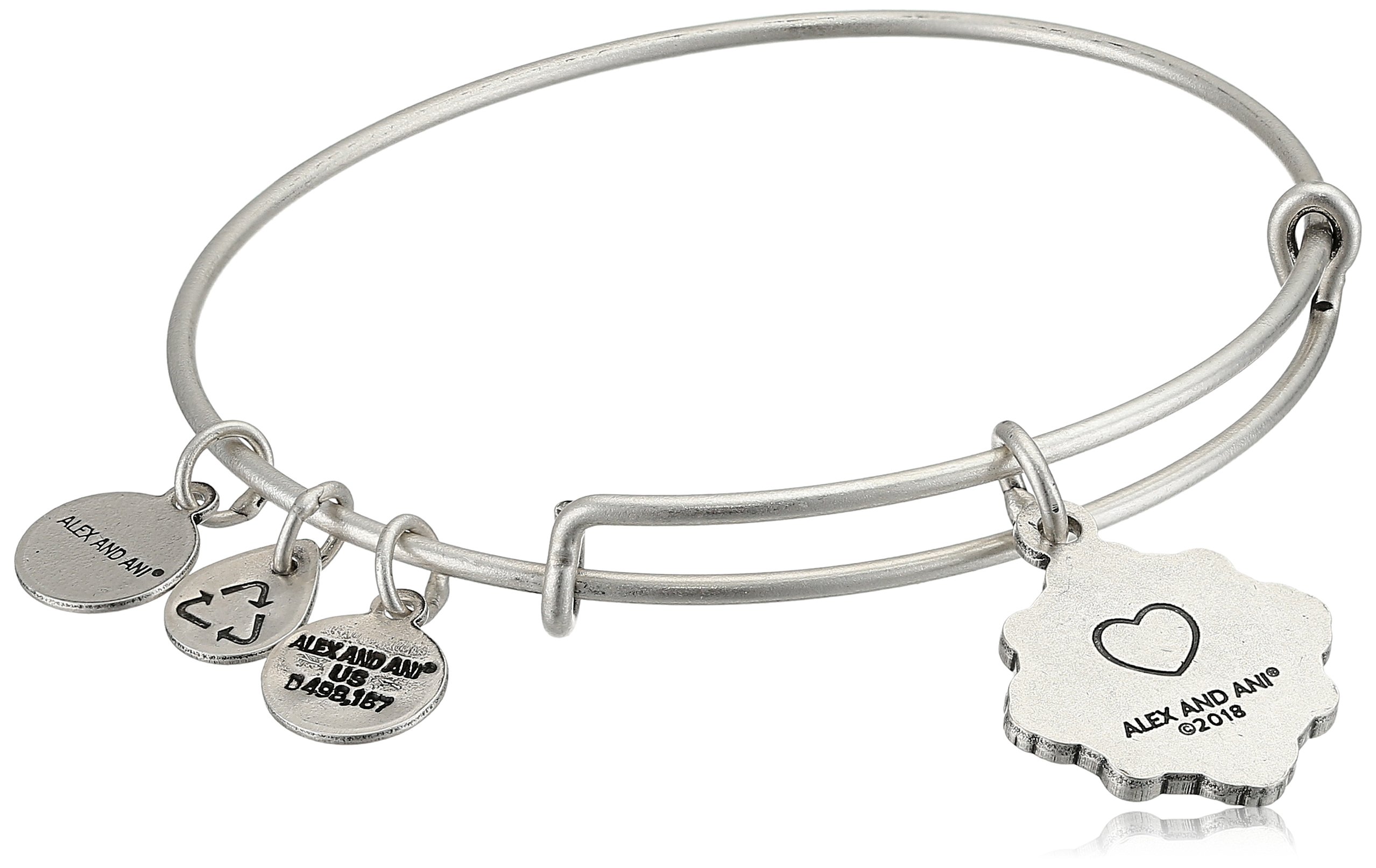 Alex and Ani Womens Because I Love You A18BILY08RS Goddaughter Charm Bangle Bracelet, Rafaelian Silver, Expandable