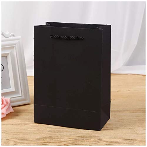 SHIPKEY 10 Pack Small Gift Bags | 6x2.5x8inch Black Gift Bags, Gift Bags for Men, Wedding Gift Bags, Black Paper Bags