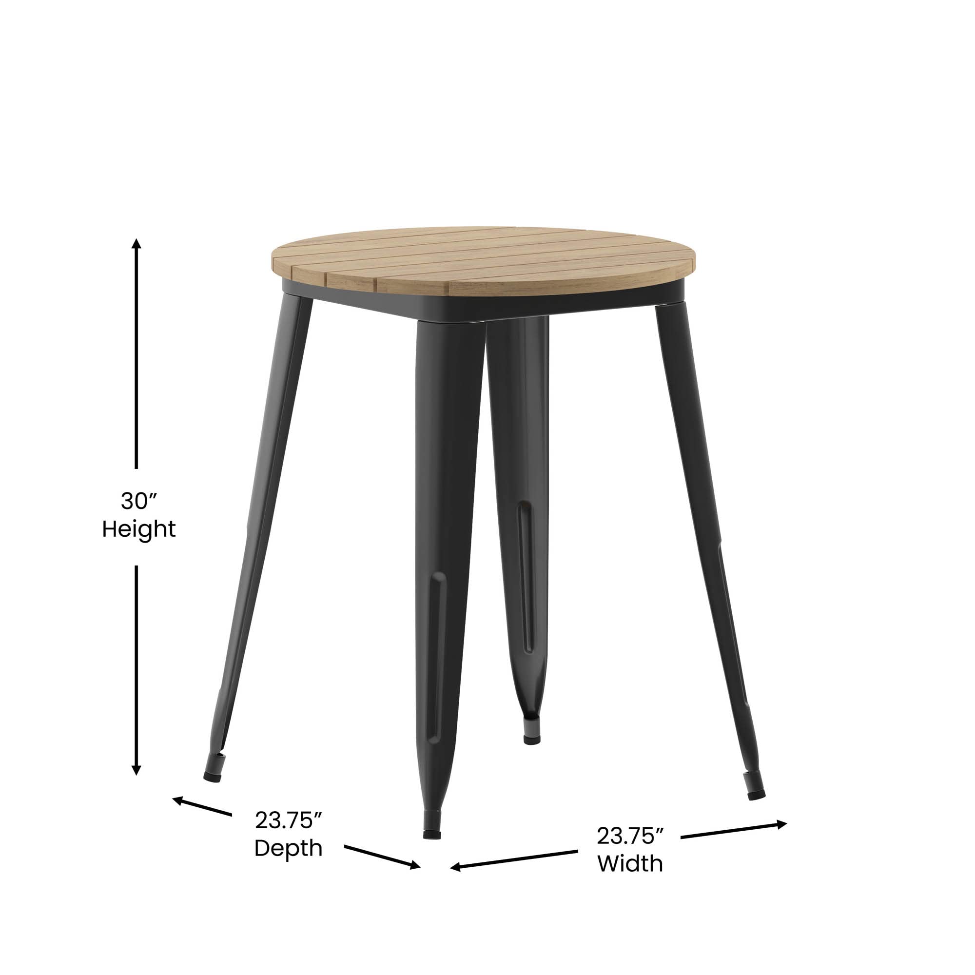 Flash Furniture Declan Commercial Outdoor Bar Height Dining Table, All Weather Poly Resin Top with Steel Base, 23.75" Round, Brown/Black