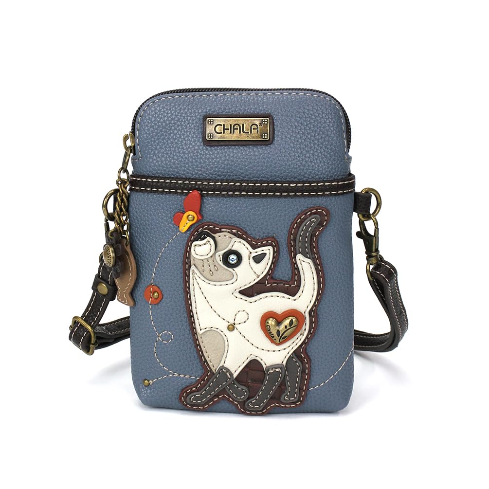 Chala Slim Cat Cellphone Crossbody Handbag - Convertable Strap, Cat Lovers Gift