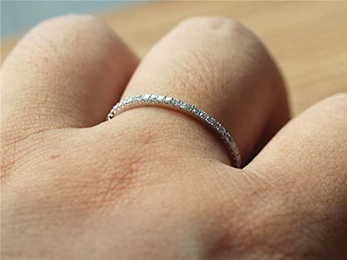 Alposh Round Cut White Moissanite Diamond 925 Sterling Silver Full Eternity Wedding Band For Women - 1 MM (7)