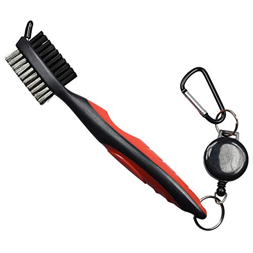 Amicc Golf Club Brush Groove Cleaner Dual Sided Golf Putter Ball Groove Sharpener (Orange)