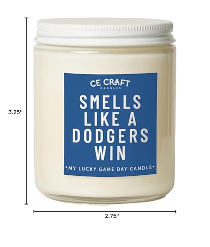 CE Craft - Smells Like a Dodgers Win Candle - Funny Birthday Gift for Him - Baseball Themed Gift - Gift for Dad, Boyfriend - Dodgers Gift (Sugar Cookie)