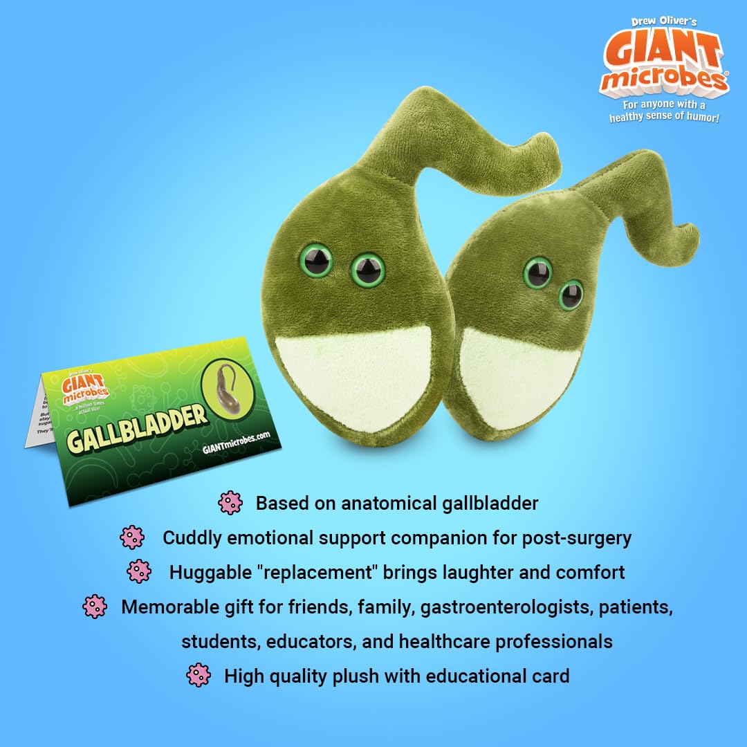 GIANTmicrobes Gallbladder Plush, Gallbladder Stuffed Animal, Gallbladder Surgery Gifts, Gallbladder Plush Toy, Gallbladder Removal Gift, Gastroenterology Gifts, Gastroenterologist Gifts, Get Well Gift