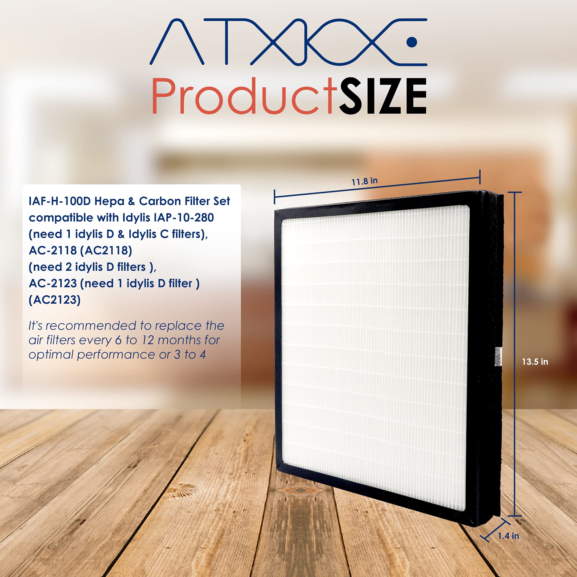 ATXKXE HEPA Filter and Pre Filter Compatible with Idylis D Replacement AC-2118 AC-2123 IAP-10-280, Model # IAF-H-100D, 1 HEPA Filter + 2 Carbon Filter