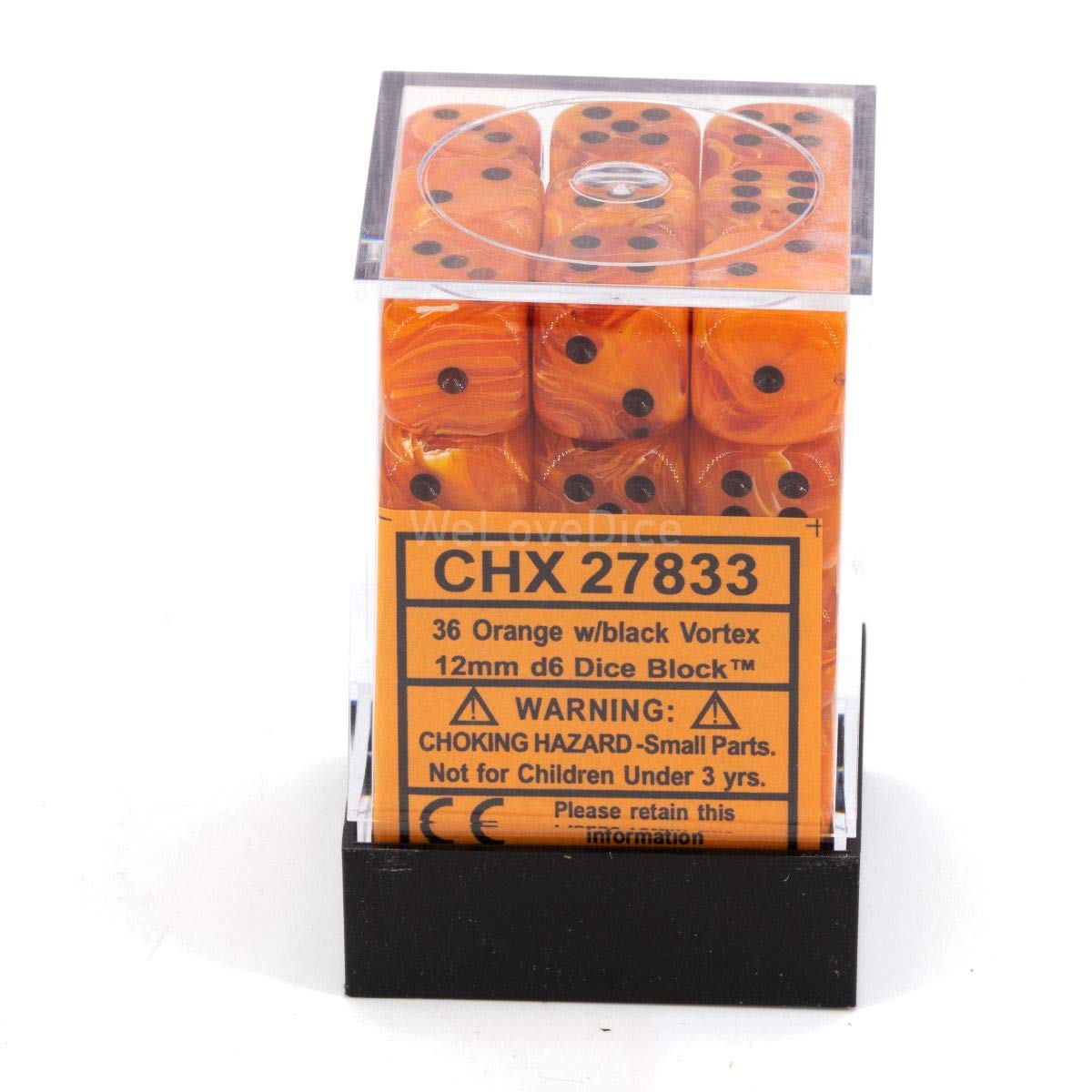 DND Dice Set-Chessex D&D Dice-12mm Vortex Orange and Black Polyhedral Dice Set-Dungeons and Dragons Dice Includes 36 Dice β D6, Various (CHX27833)