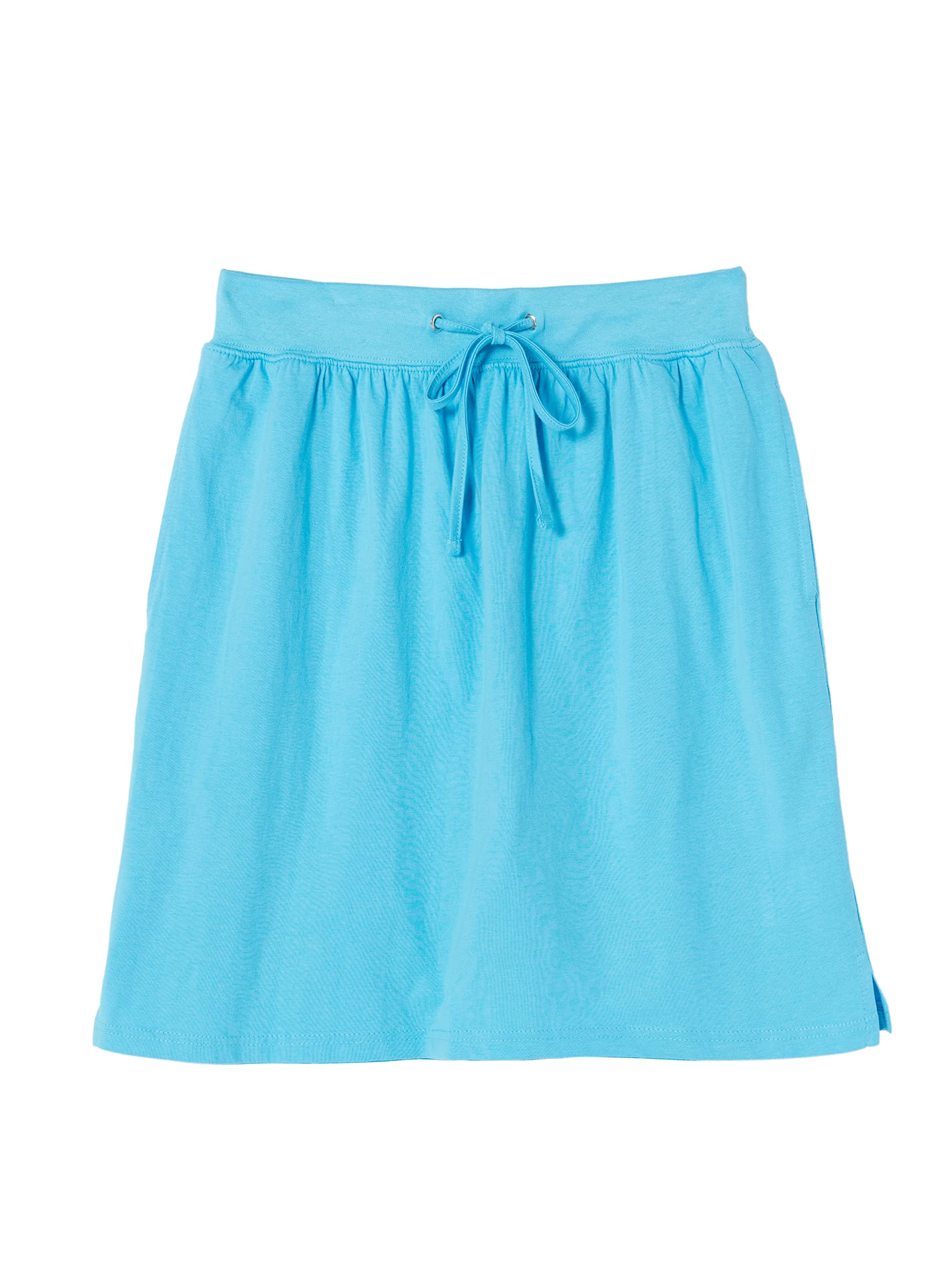 AmeriMark Women's Stretch Knit Skort Cotton Skort w/Pocket & Drawstring Waist Blue Surf MD