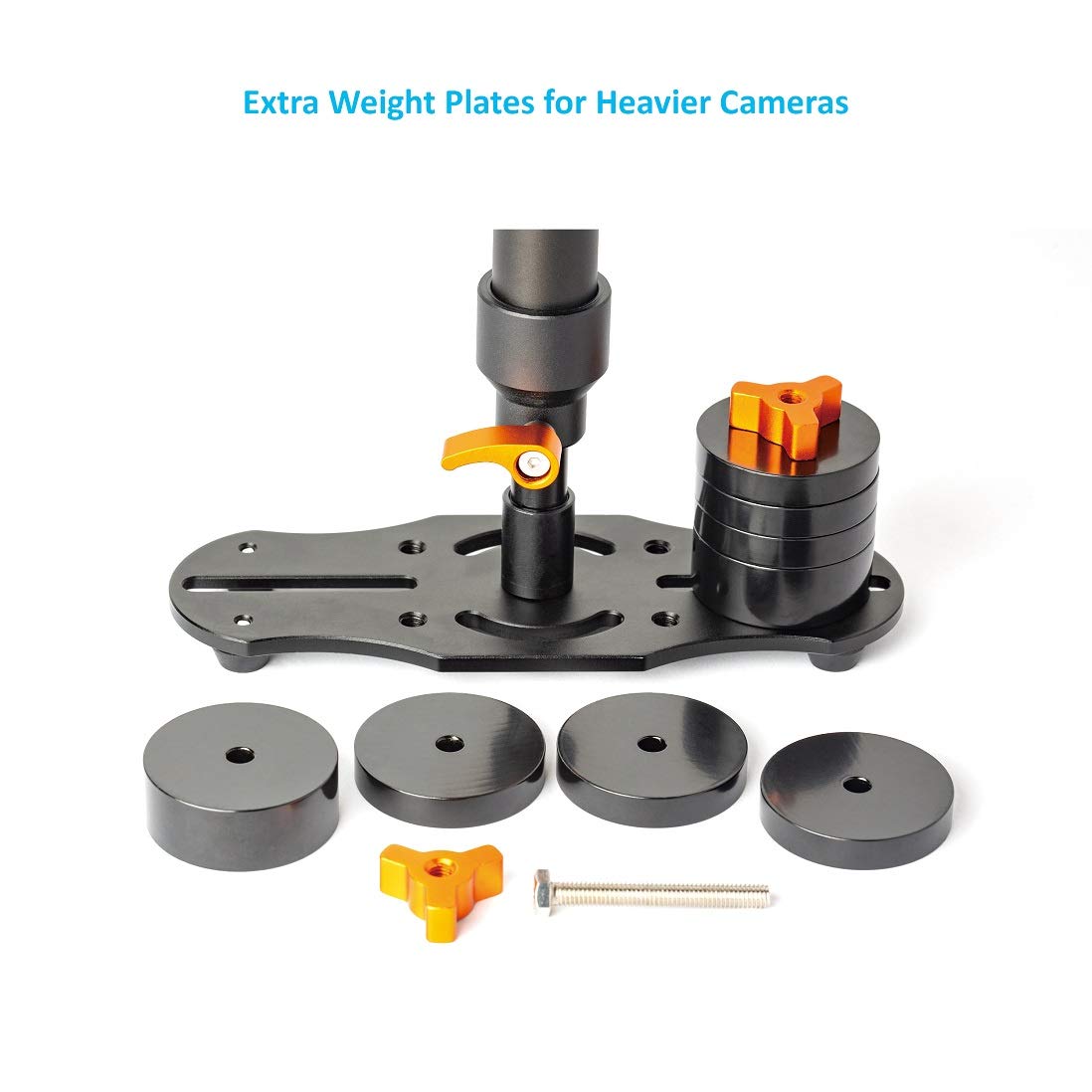 ANNSM Upgraded HS60r Professional 24β/60cm Video Camera Handheld Stabilizer for DSLR Cameras/Camcorders/Home DV/Smartphones/iPhones Height/Weight Adjustable with Extra Weight Plates in Orange Color