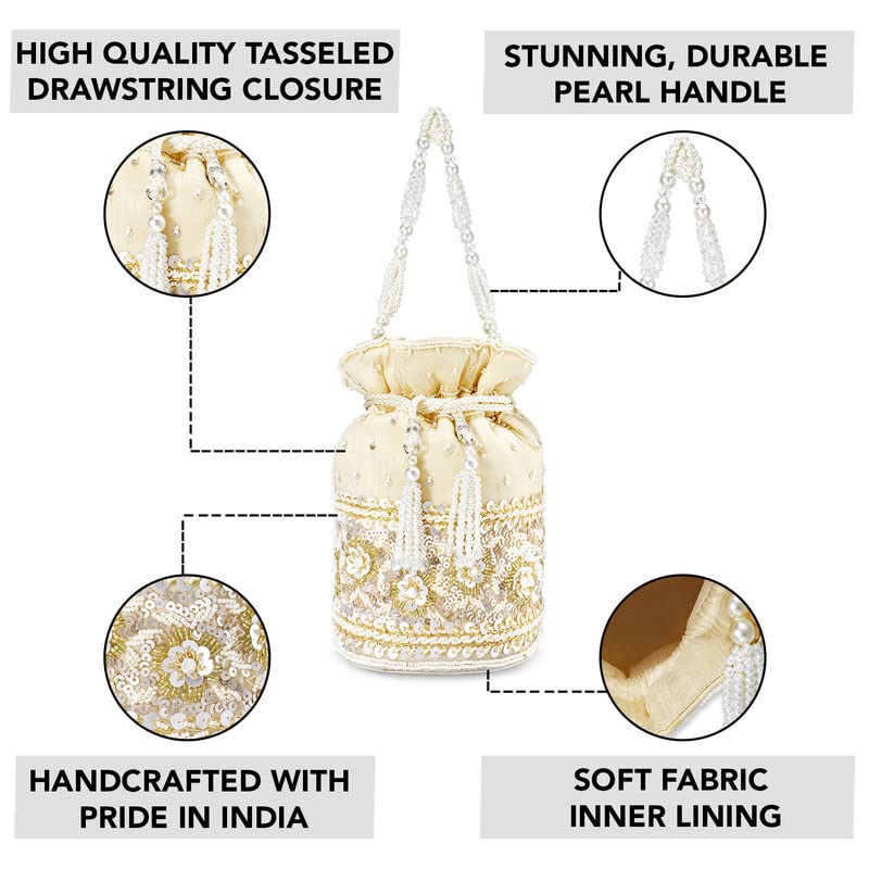 Aheli Potli Bags Gift for Women Evening Bag Clutch Ethnic Bride Purse with Drawstring
