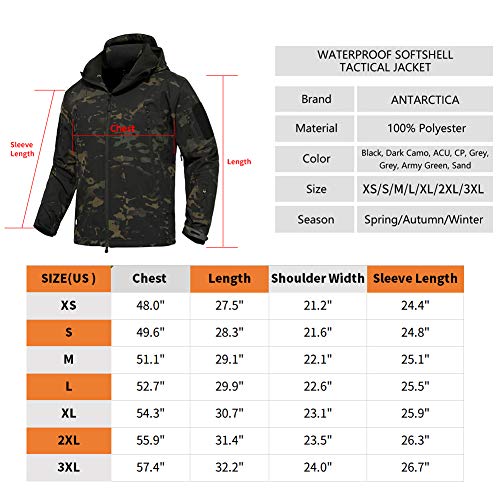 ANTARCTICA Men's Outdoor Waterproof Soft Shell Hooded Military Tactical Jacket