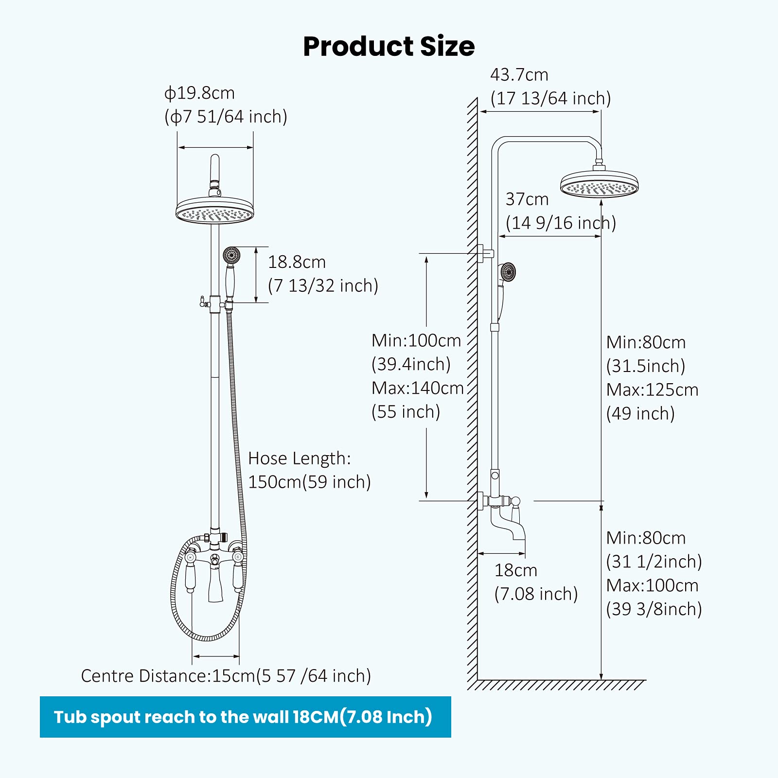 Oil Rubbed Bronze 8’’ Shower Faucet 2 Lever Handle Bathtub Spout 3 Function Bathroom Wall Mount Kitchen Faucet 8’’ Center 9’’ Spout Reach 2 Cross Handle Victorian Kitchen Sink Faucets