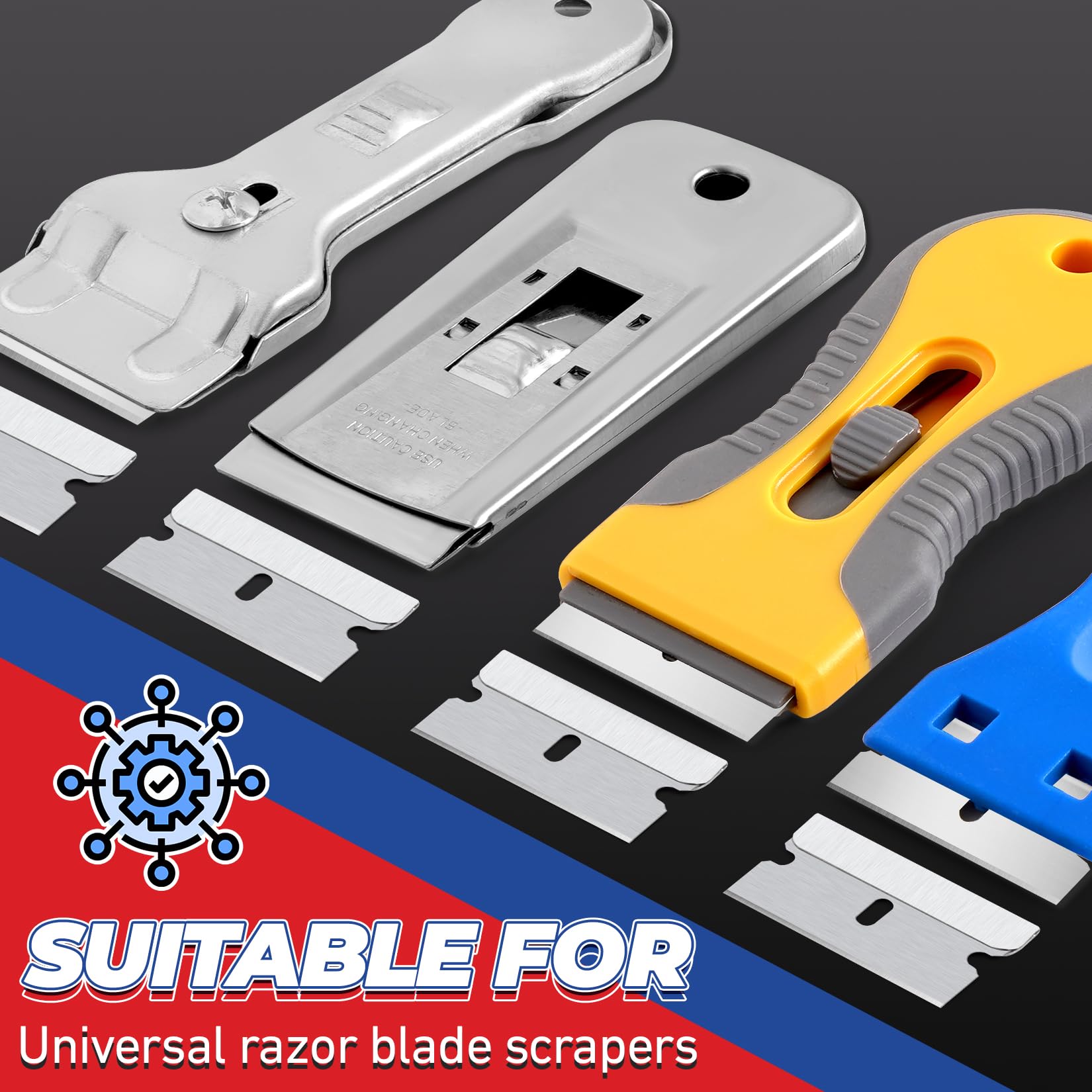 DIYSELF Single Edge Razor Blades, 100 Blades, Razor Blades Refiils for Razor Scraper, Utility Knife, Heavy Duty One Edge Razor Blades, High Carbon Steel Razor Blades for Removing Decals, Stickers