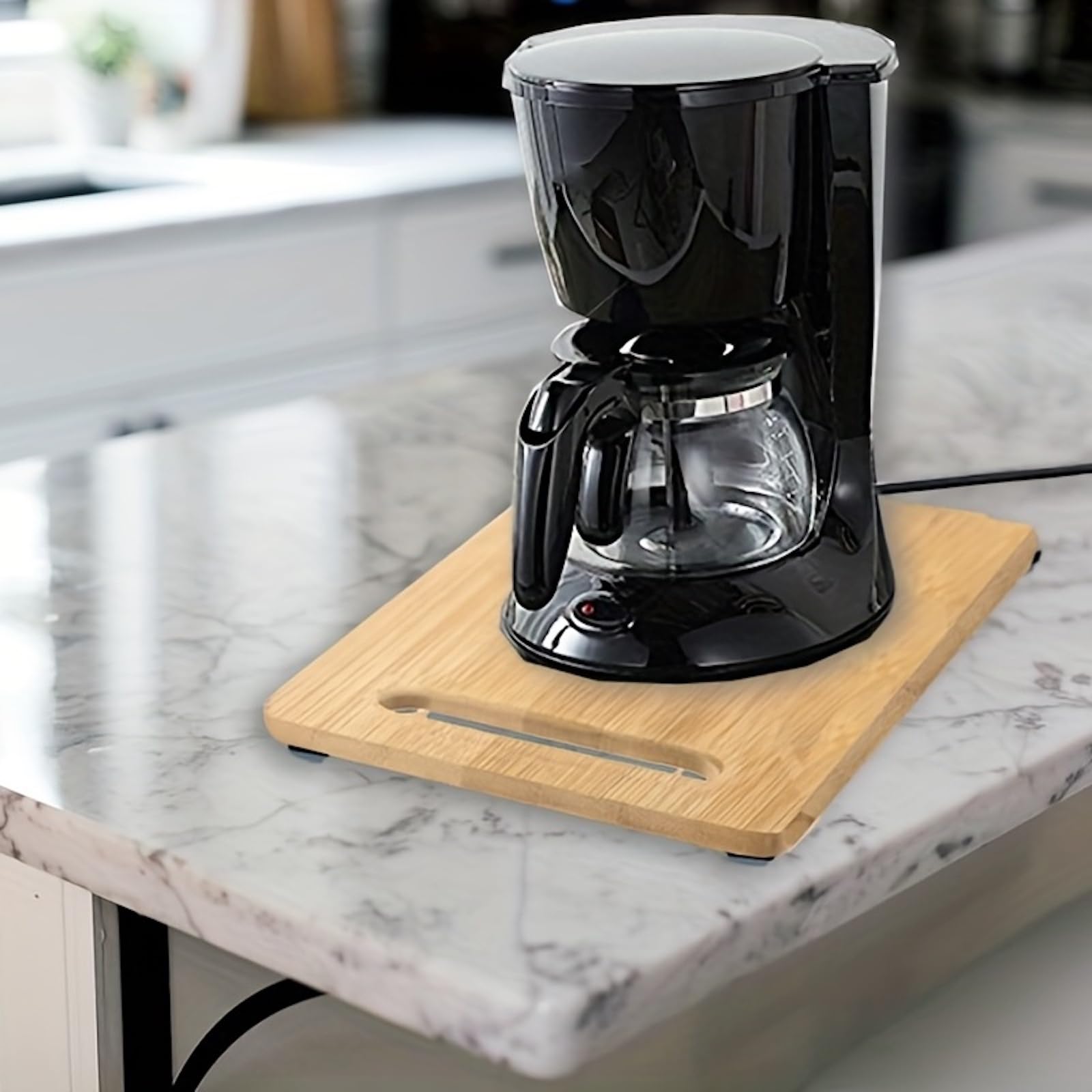 Appliances Slider Mat for Countertop & Under Cabinet,100% Bamboo Sliding Tray for Coffee Pot/Coffeemaker/Ice Maker/Air Fryer/Kitchen Aid Mixer etc,Simple Functional & 360° Easy Moving 9.5” X 14”in