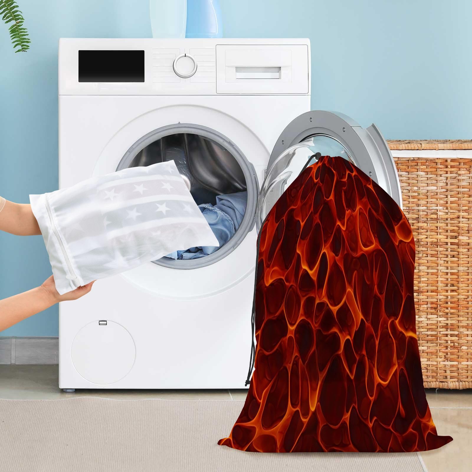 Blueangle Fire Animated Laundry Bag, Travel Laundry Bags for Dirty Clothes,Large Laundry Bags for Traveling Camp(31)