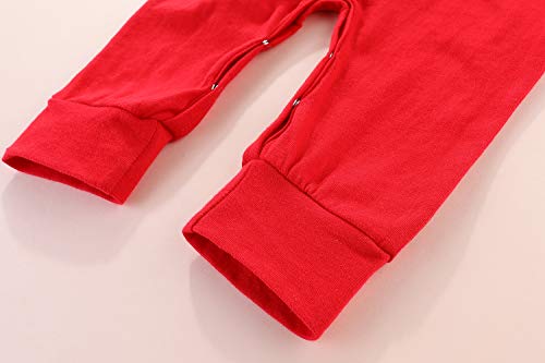 AMMENGBEI My First New Year Toddler Infant Baby Bodysuit Outfit Long Sleeve Romper Footless Pajamas (6-12 Months, A)