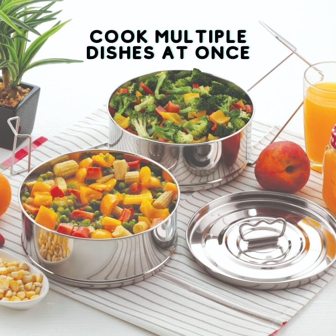 Stackable Stainless Steel Insert Pans - 8QT- Inserts for Instant Pot - Pan for Instapot - Accessories for Instant Pot- Size 8QT - Pressure Cooker Steamer Pan Accessories (8QT)