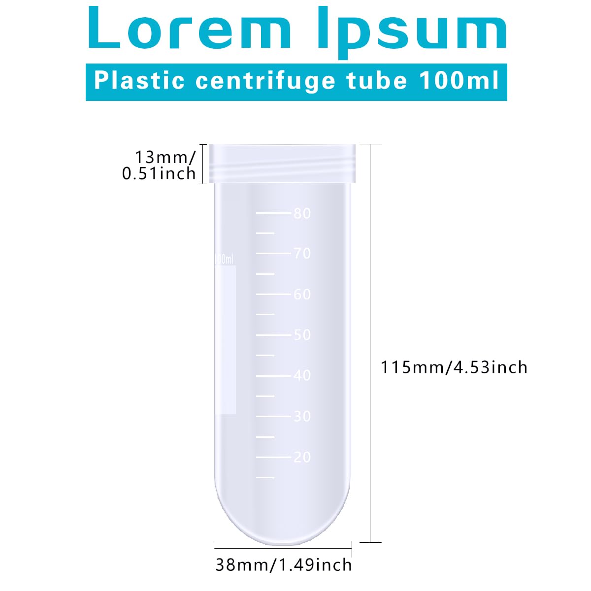 BIPEE Centrifuge Tubes100 ml Higher Quality Conical Test Tubes, Round-Bottomed centrifuge Tube, Test Tubes with caps, Plastic Container with Graduated and Write Marks (30pcs, 100ml)