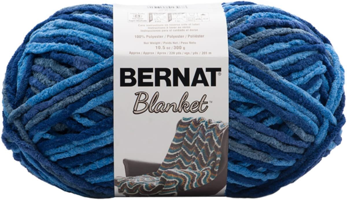 Bernat Blanket Yarn - Big Ball (10.5 oz) - 3 Pack with Pattern Cards in Color (North Sea)