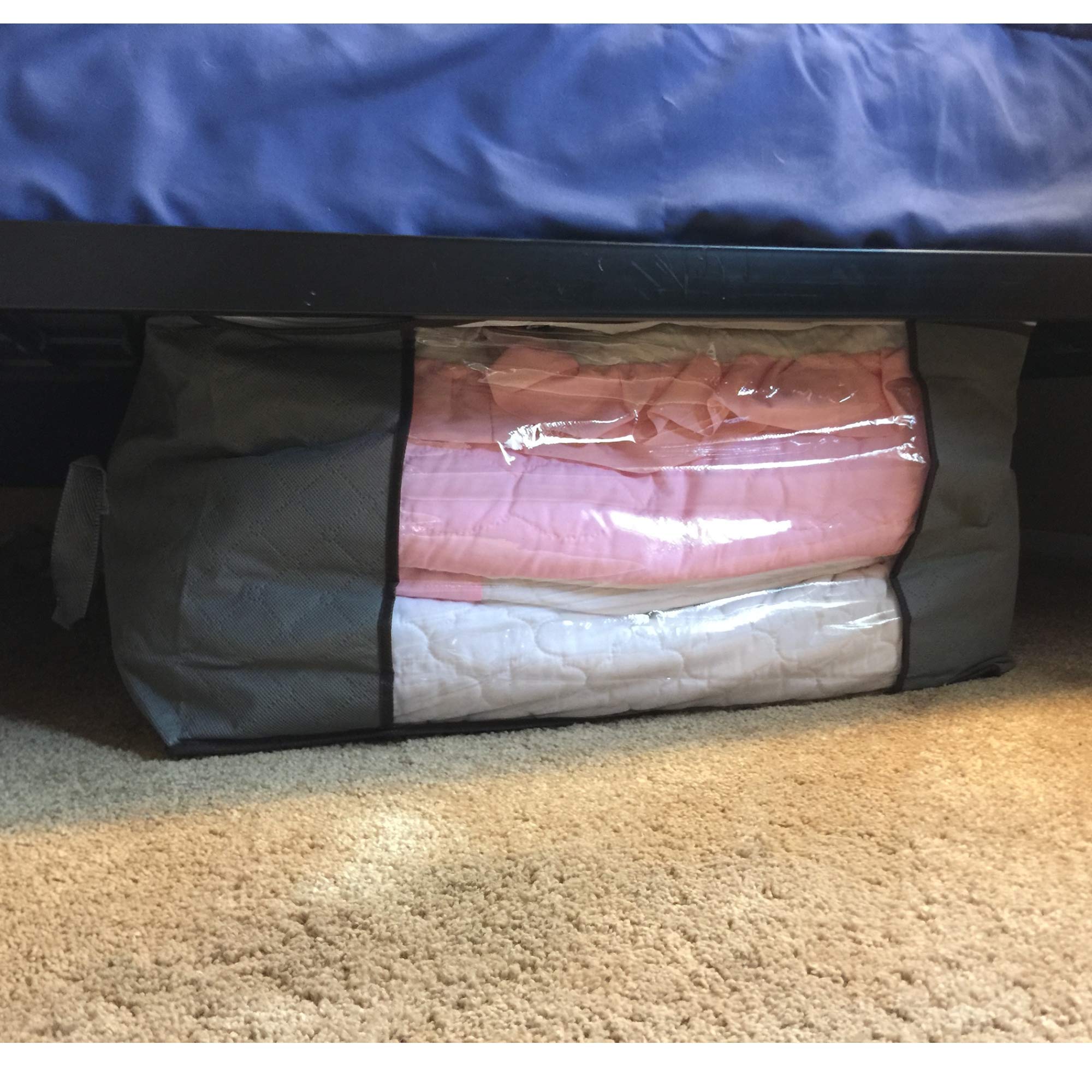 Armour Shell Closet Clothes Organizer Storage Bags - 3 Garment Shelf Organizers and Containers. Strong and Durable Large Capacity with Transparent Window, Moisture and Dust Proof Fabric Protection