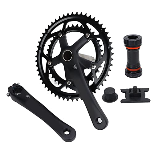 Aluminum Alloy Crank Arm Set, Black Bike Crankset High Toughness for Road Bicycle