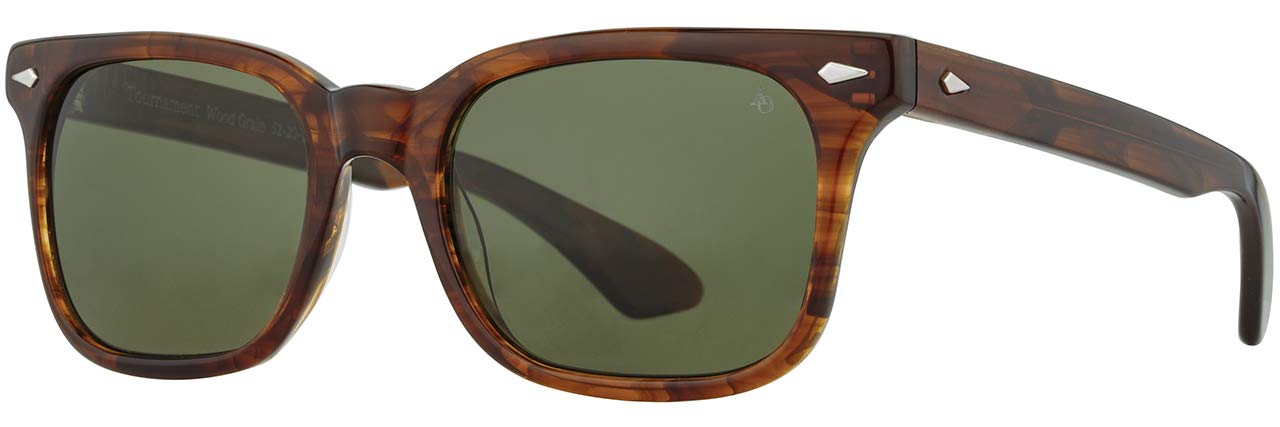 AO Tournament Sunglasses - Woodgrain - Calobar Green AOLite Nylon Lenses - 52-20-145